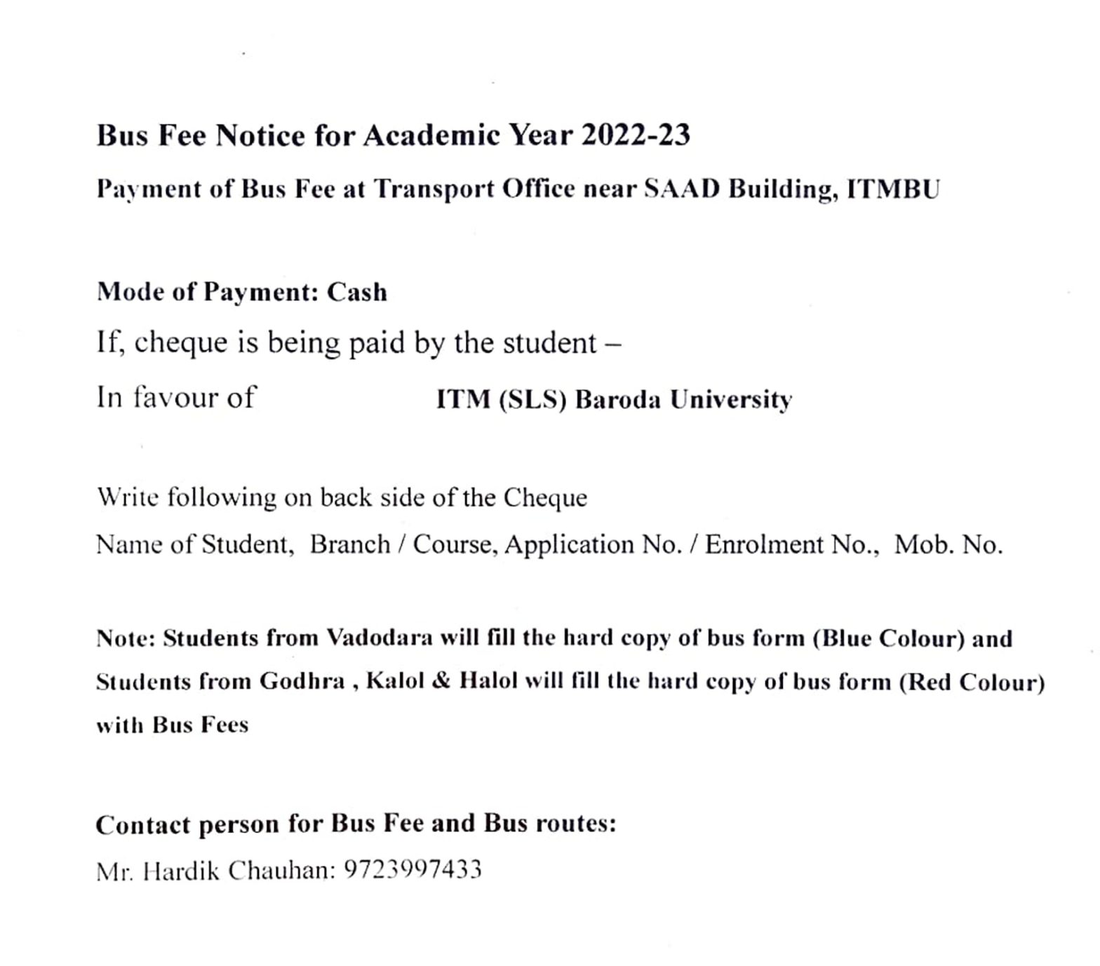 Bus Route - ITM SLS Baroda University